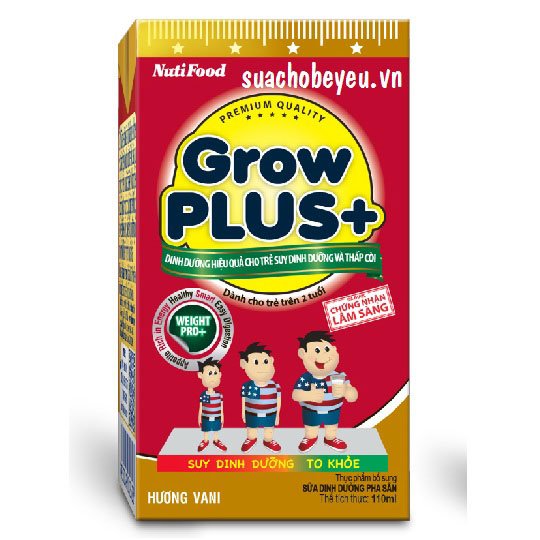Sữa Bột Pha Sẵn Nuti Grow Plus Màu đỏ Hộp 110ml Suachobeyeuvn