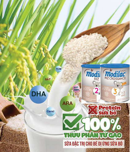Sữa Modilac Expert Riz số 3, dị ứng đạm sữa bò - suachobeyeu.vn