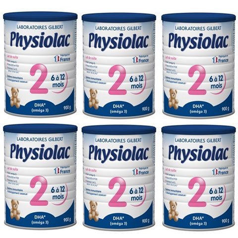 Thùng sữa Physiolac số 2 lon 900g nhập khẩu Pháp - suachobeyeu.vn