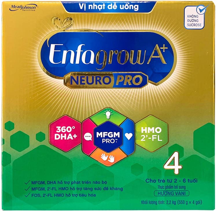 Sữa bột Enfagrow A+ số 4 hộp 2.2kg cho trẻ 2-6 tuổi - suachobeyeu.vn