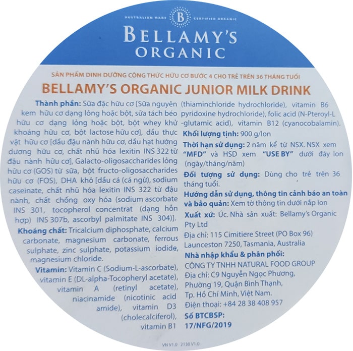 Sữa Bellamy's Organic Úc số 4 lon 900g - suachobeyeu.vn